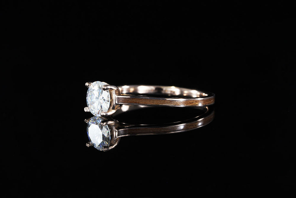 Walnut Wood and 14K Rose Gold Diamond Ring – Chasing Victory